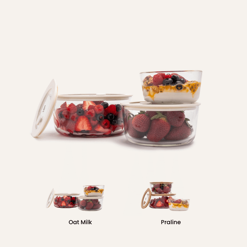 Glass Food Storage Containers Set | Round 3pk | Oven-Safe