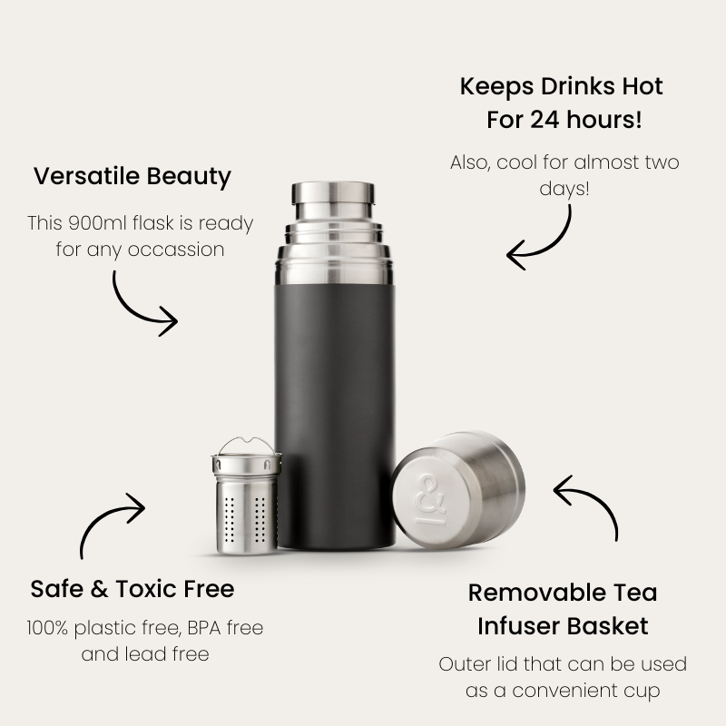 Insulated Tea Infuser Bottle 900ml | Stainless Steel Tea Flask