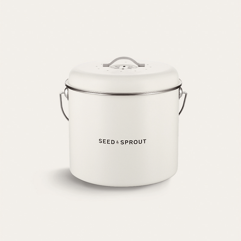 Kitchen Compost Bin | Mushroom White | Stainless Steel