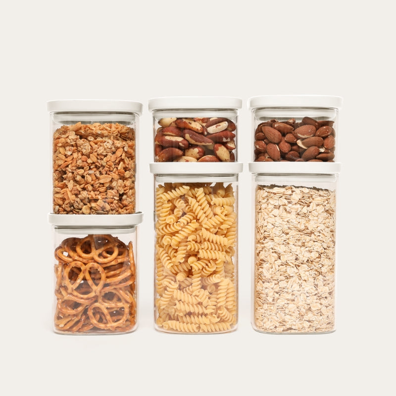 Newrybar Square Pantry Bundle | 6pc Stackable Glass Pantry Jars