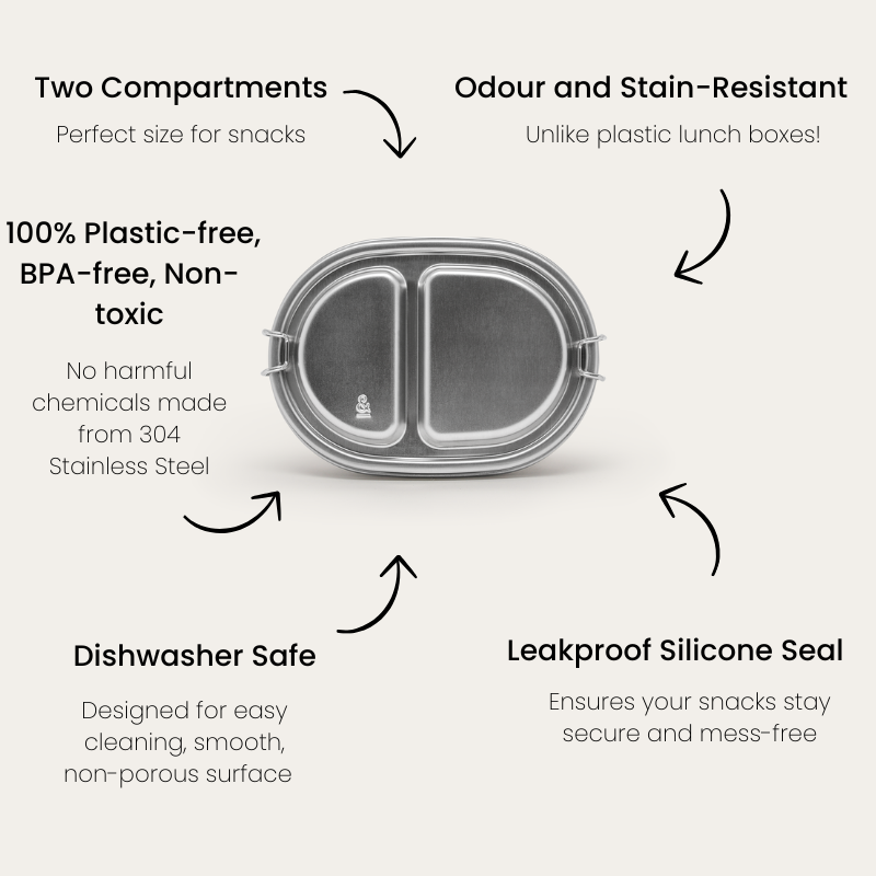 Split Snack Container | 500ml | Stainless Steel Container