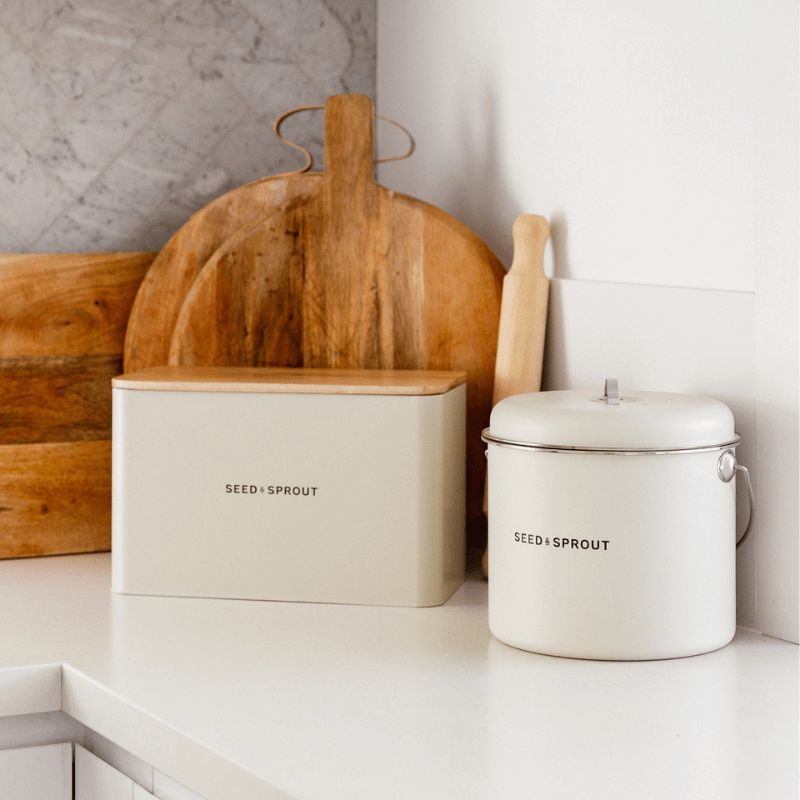 Kitchen Compost Bin | Mushroom White | Stainless Steel