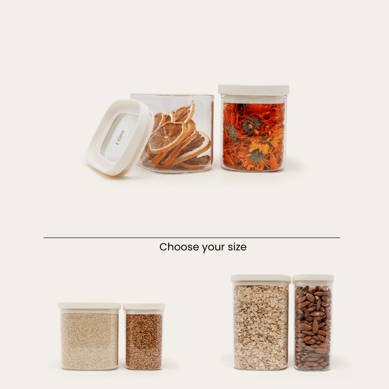 Glass Pantry Storage Containers | Rectangle Canisters 2pk