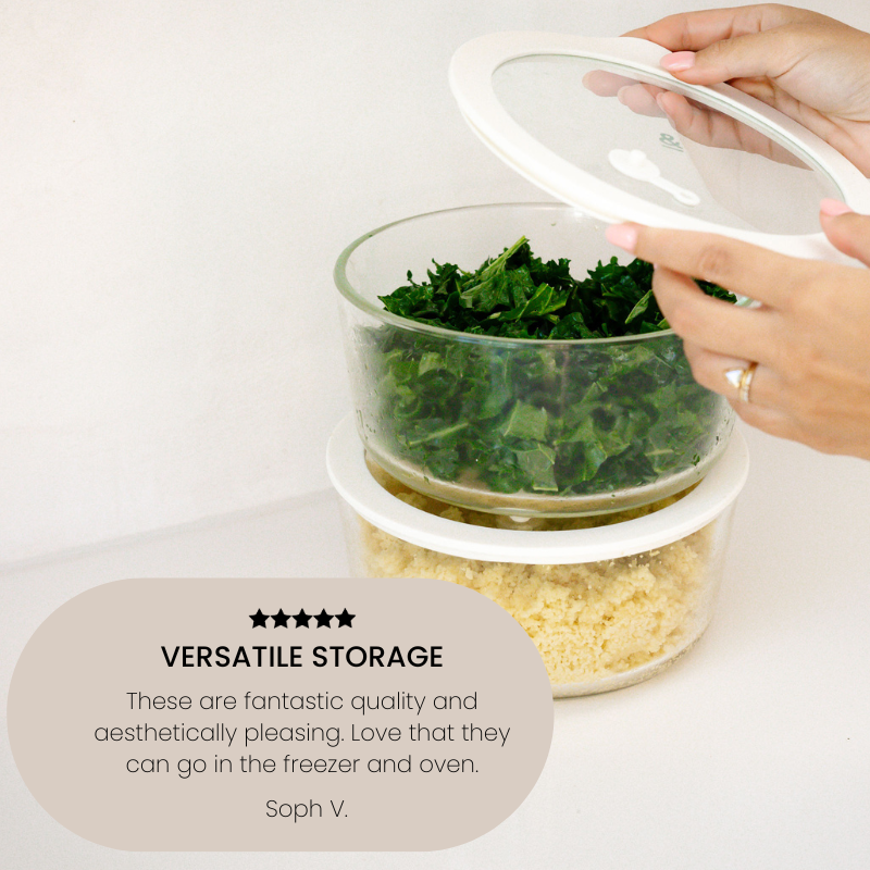 Glass Food Storage Containers Set | Round 3pk | Oven-Safe