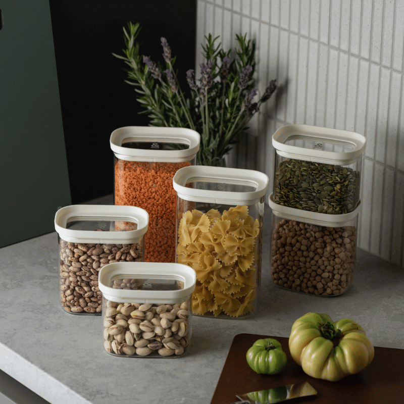 Glass Pantry Storage Containers | Rectangle Canisters 2pk
