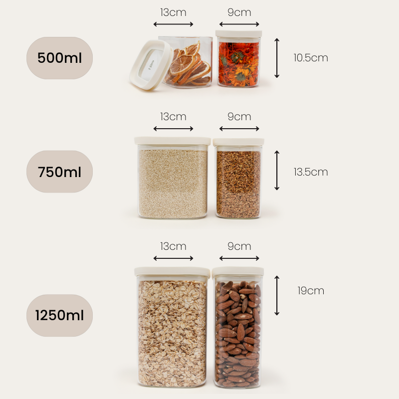 Glass Pantry Storage Containers | Rectangle Canisters 2pk